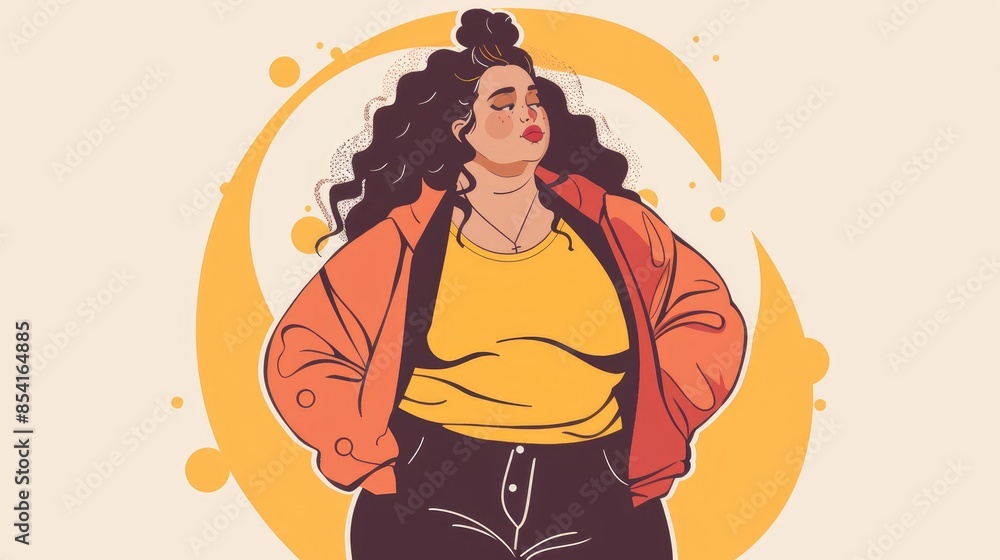 An oversized woman depicted as an adult lush lady wearing sporty attire ...
