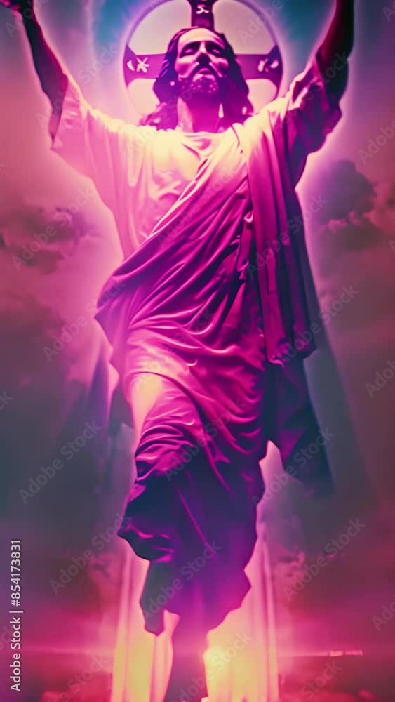 God in the clouds. The resurrected Jesus Christ ascending to heaven ...