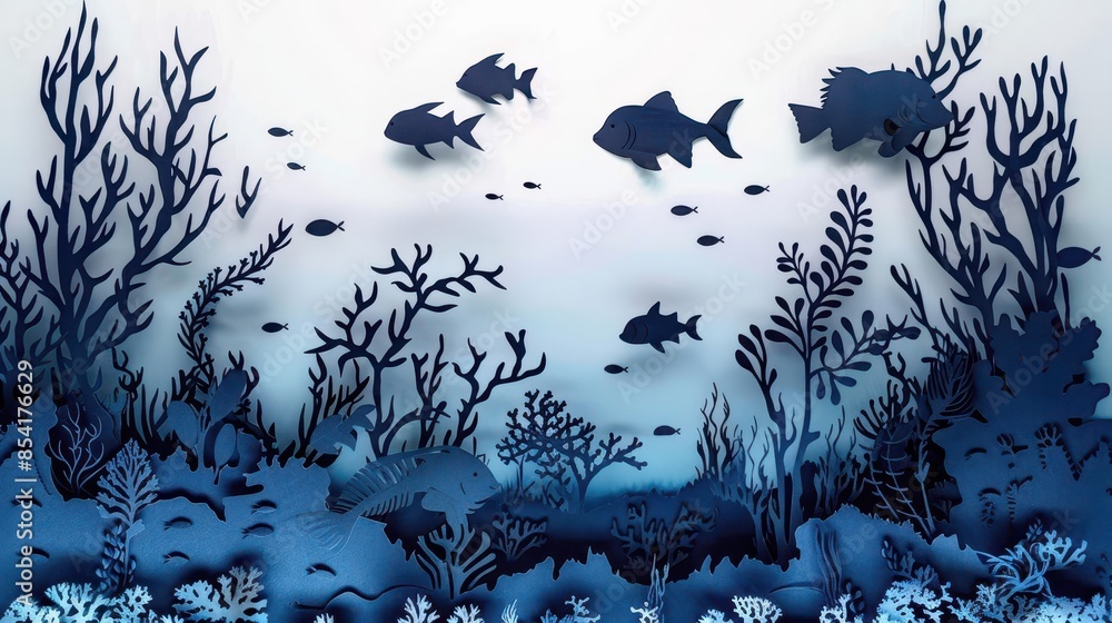 coral reef silhouette intricate cutout design showcasing marine ...