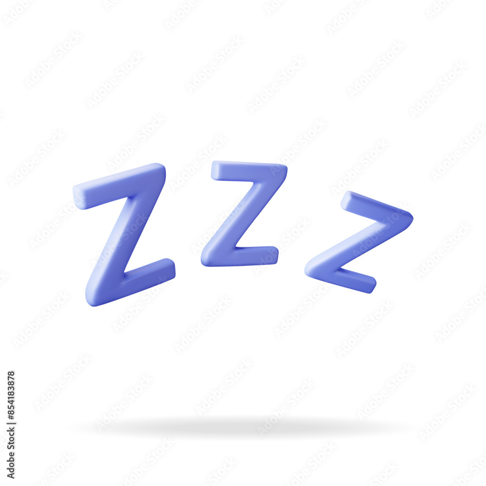 3d ZZZ sign emoji isolated on white. Render zzz sleep symbol. Realistic ...