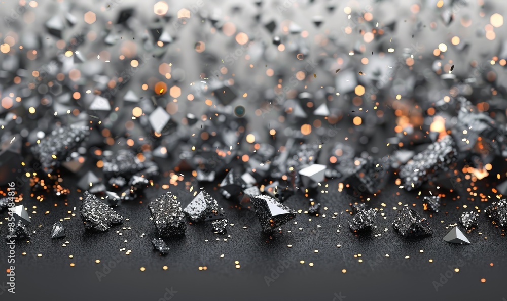 Grey background with sparkling grey confetti and grey sequins and ...