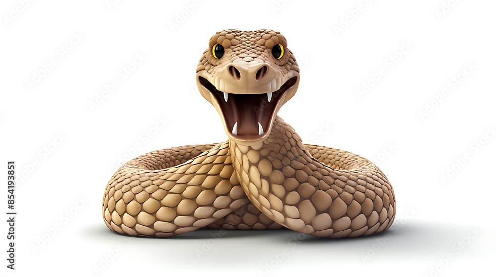 3D illustration of a cute and friendly snake smiling with its mouth ...