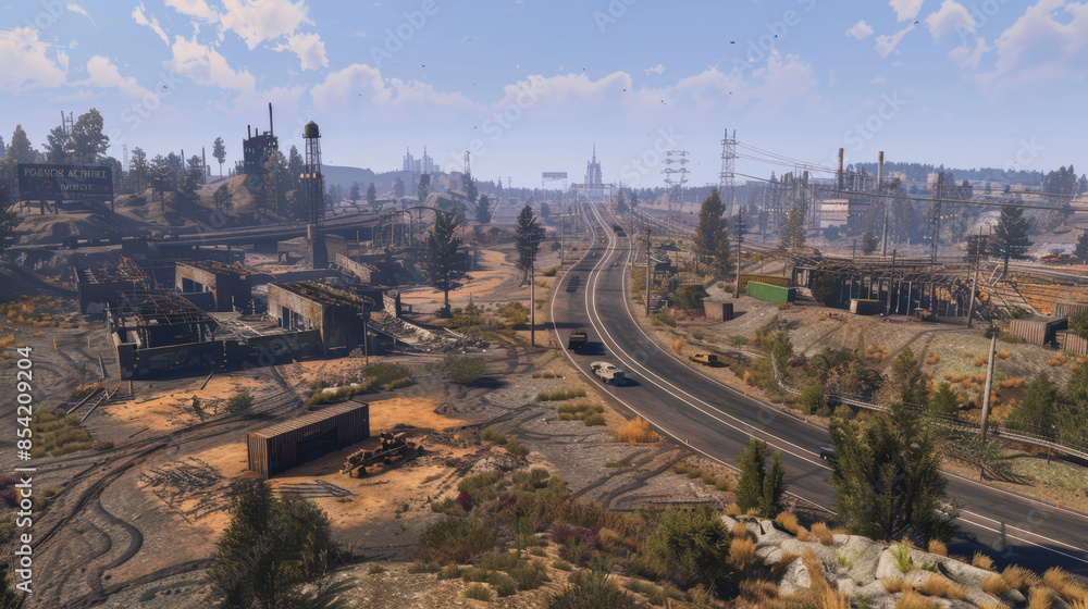 Post-Apocalyptic map with a few clear locations and settlements, like ...