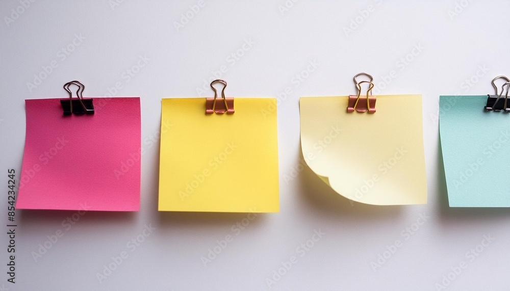 five blank sticky notes isolated on white background mockup sticky note ...