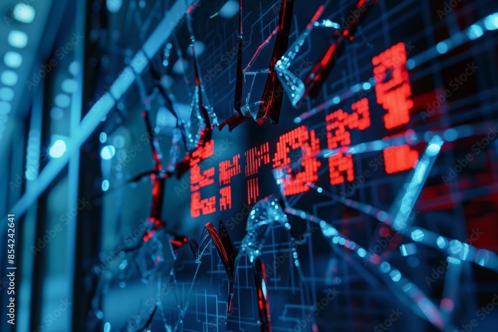 A digital error message 'Error' is displayed on a cracked screen with ...