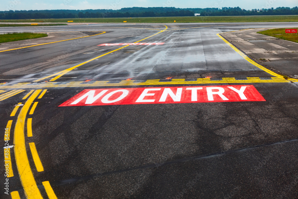 No entry sign on runway. Entry to runway is forbidden Stock Photo ...