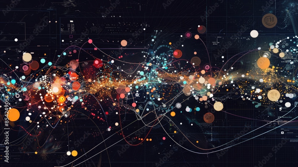 of a large language model concept with digital elements and data ...