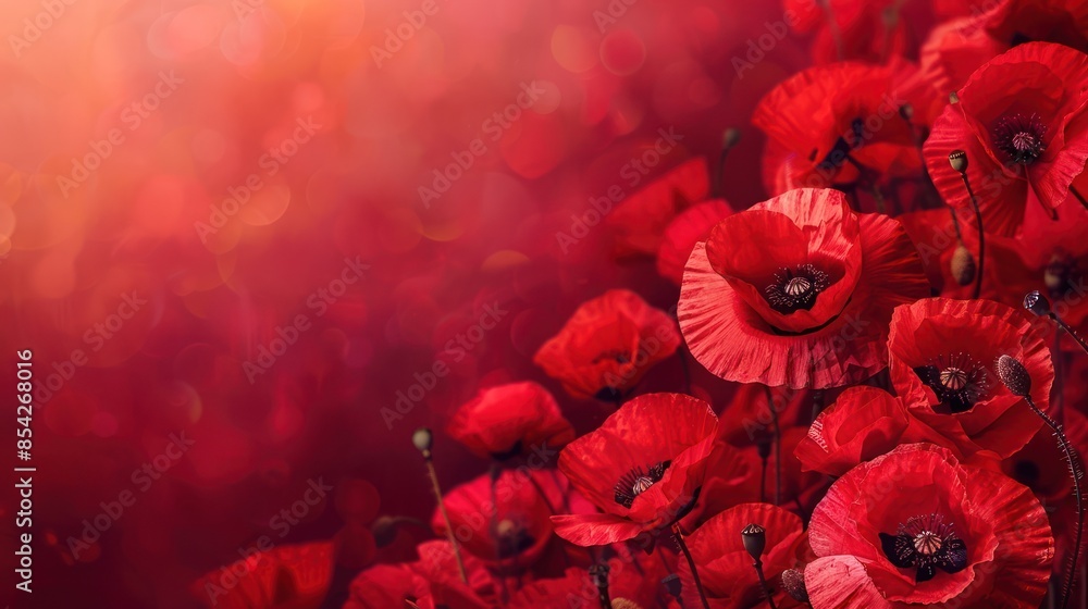 Red Poppy Field Banner for Anzac Day Memorial and Remembrance Stock ...