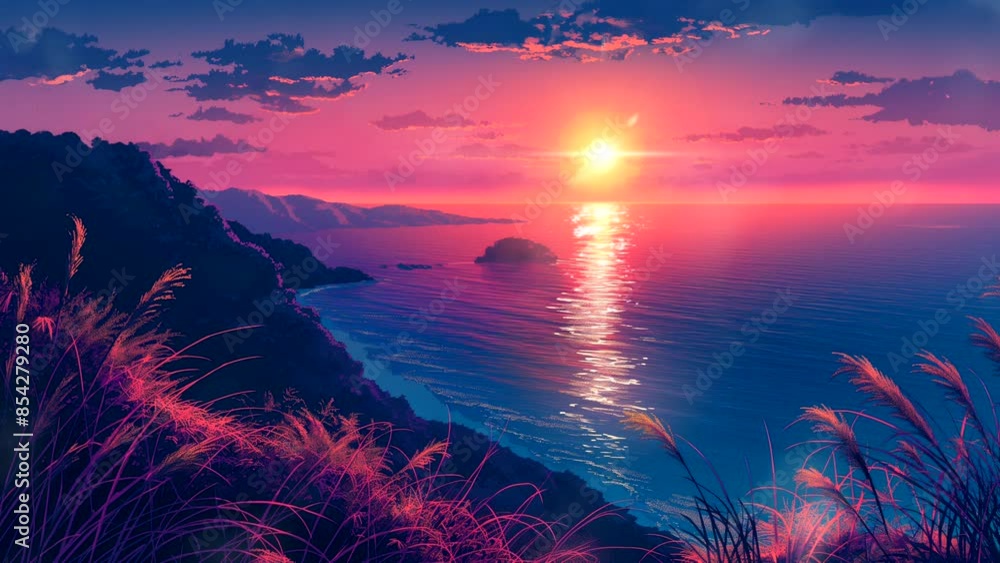 Seamless looping time-lapse video of tropical beach sunset panorama ...