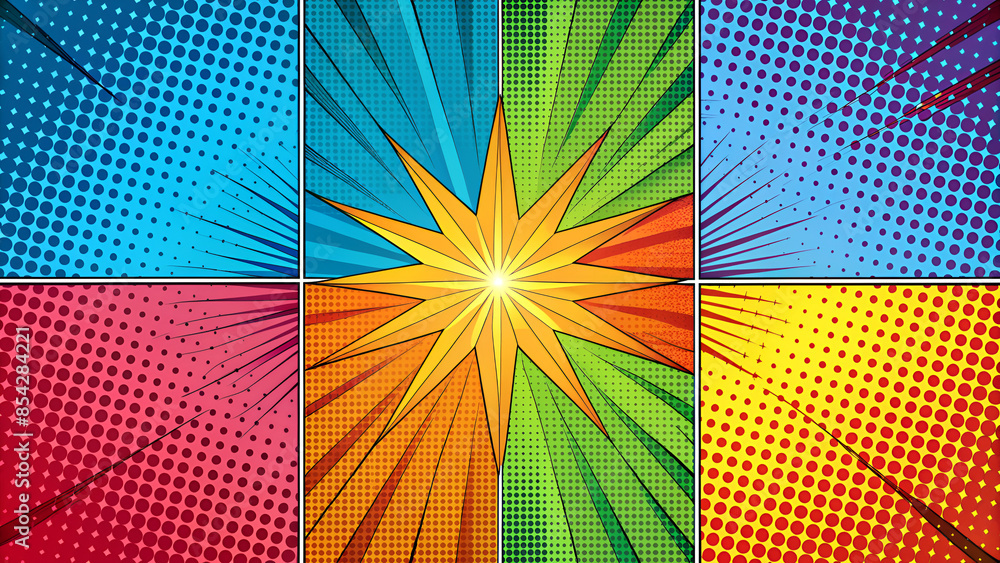 Comic book halftone background. Vintage superheroes comics poster ...