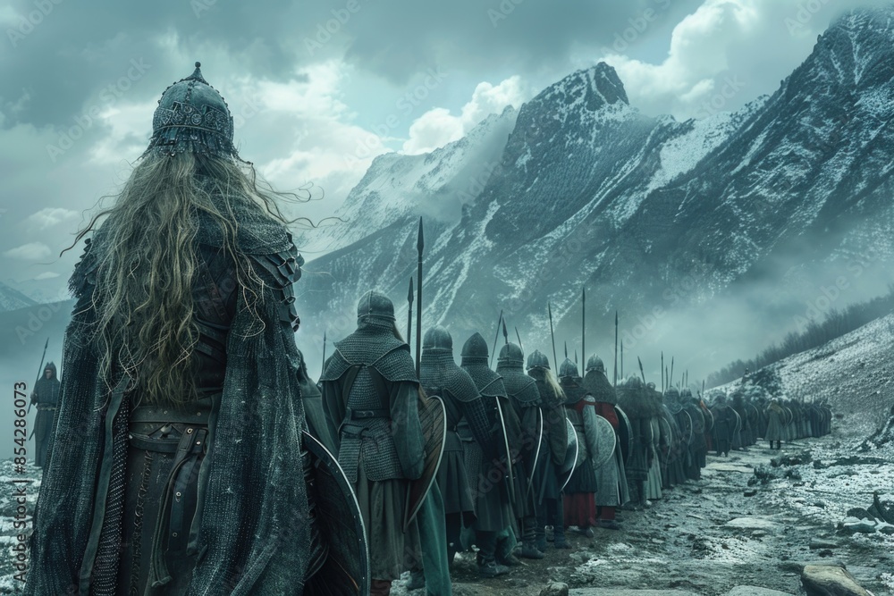 Portrait of a Slavic woman warrior in chain mail: depicting a strong ...