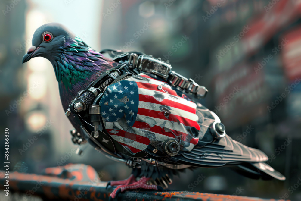 Weaponized pigeon with hyper alloy endoskeleton Stock Photo | Adobe Stock