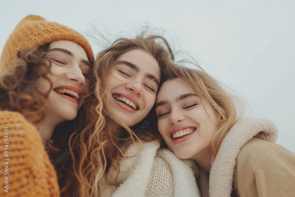 Foto de grandes amigas reunidas, sorrindo e se divertindo bastante. A ...