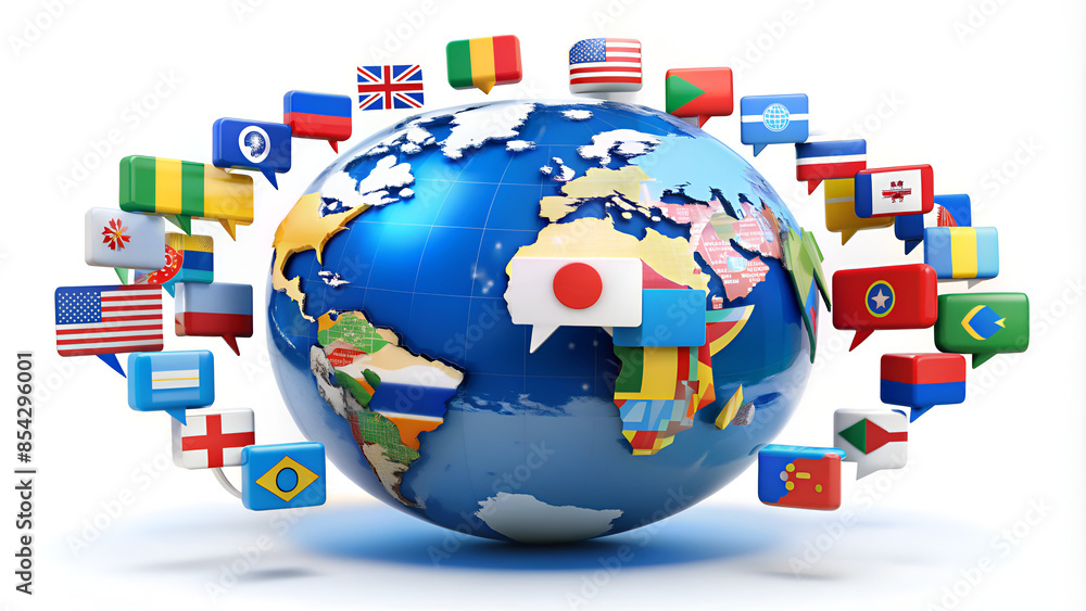 Global communication, international messaging and translation concept, speech bubbles with ...