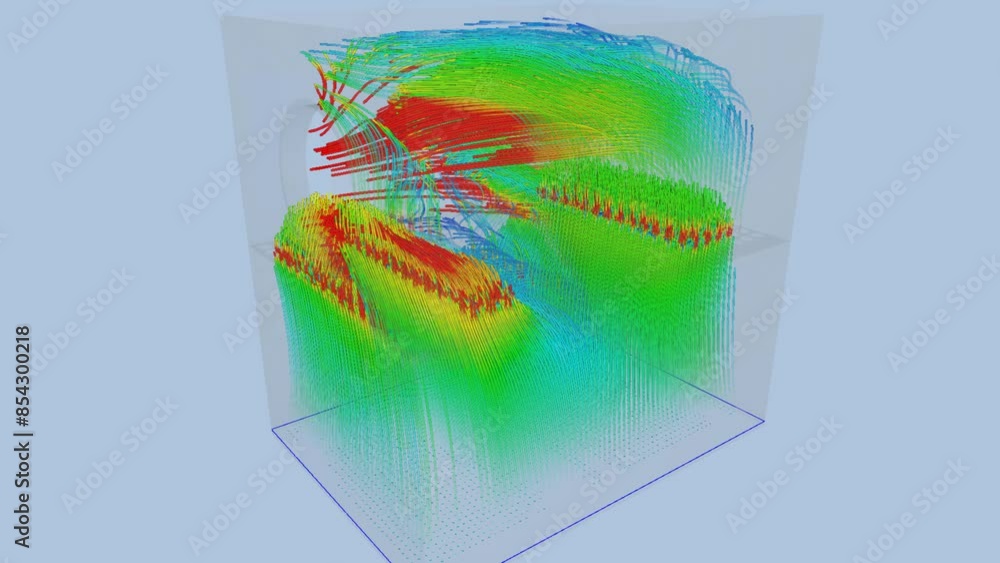 CFD simulation Computational fluid dynamics - industrial dust collector airflow simulation Stock ...