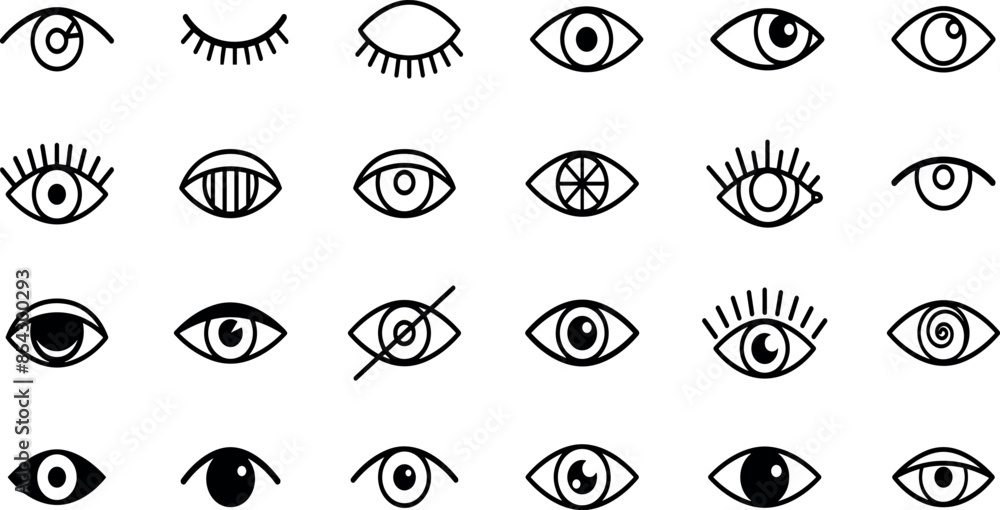 Basic RGBOutline eye icons. Open and closed eyes images, sleeping eye ...