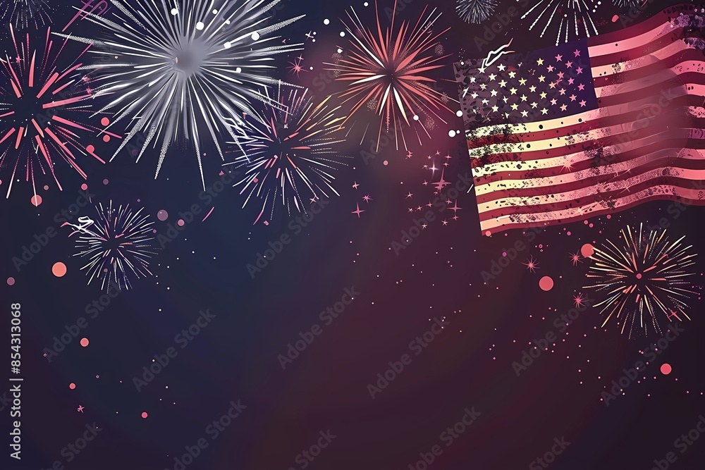 USA flag with fireworks. American Flag for 4th of July celebration ...