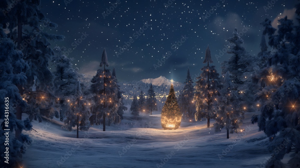 4. An outdoor scene with a Hanukkah menorah lighting up a snowy ...