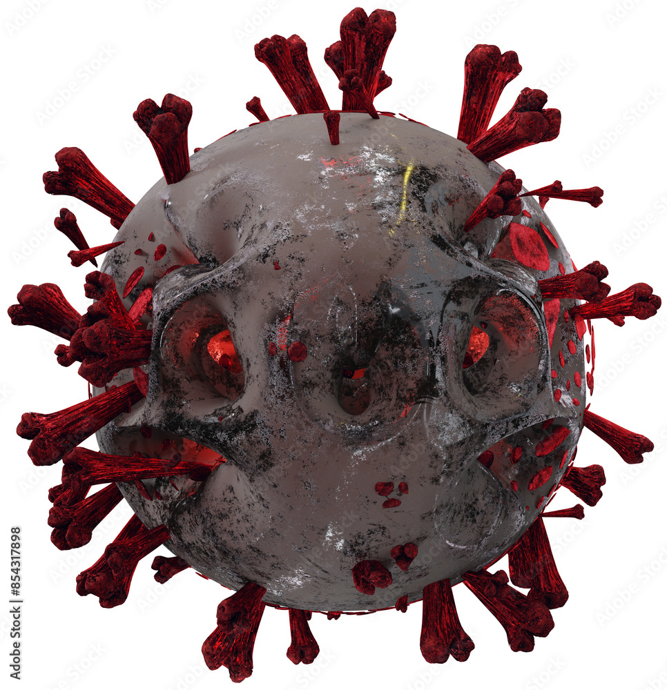 evil horror demon virus cell with glowing red eyes and face like ...