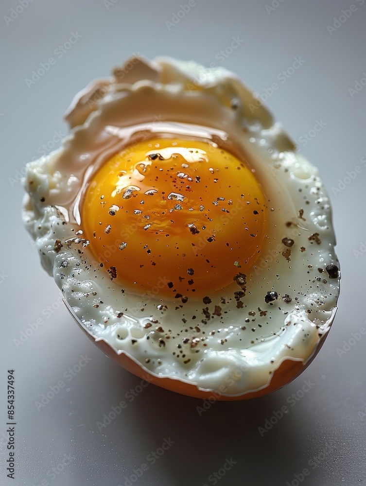 Artistic representation of a freshly fried egg, showcased under ...