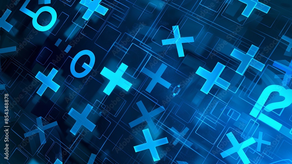 The seamless repetition of blue mathematical plus symbols forms a ...