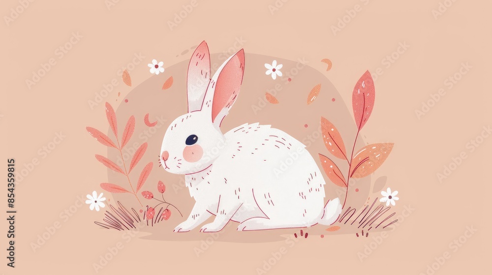 Discover this adorable rabbit 2d illustration featuring animal rabbit ...
