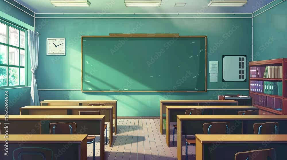 Neat classroom setup with desks and chairs arranged in an orderly ...