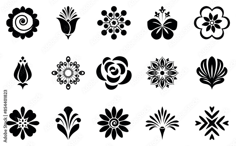 Flowers icon set. Flowers isolated on transparent background. Flowers ...