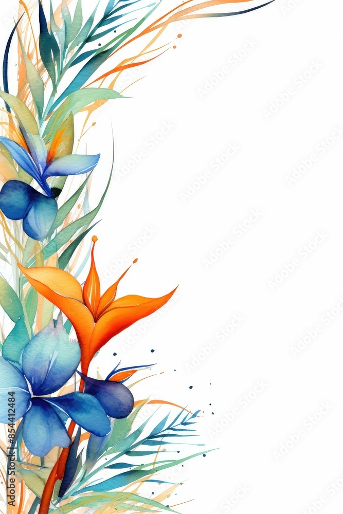 bird of paradise themed frame or border for photos .featuring exotic ...