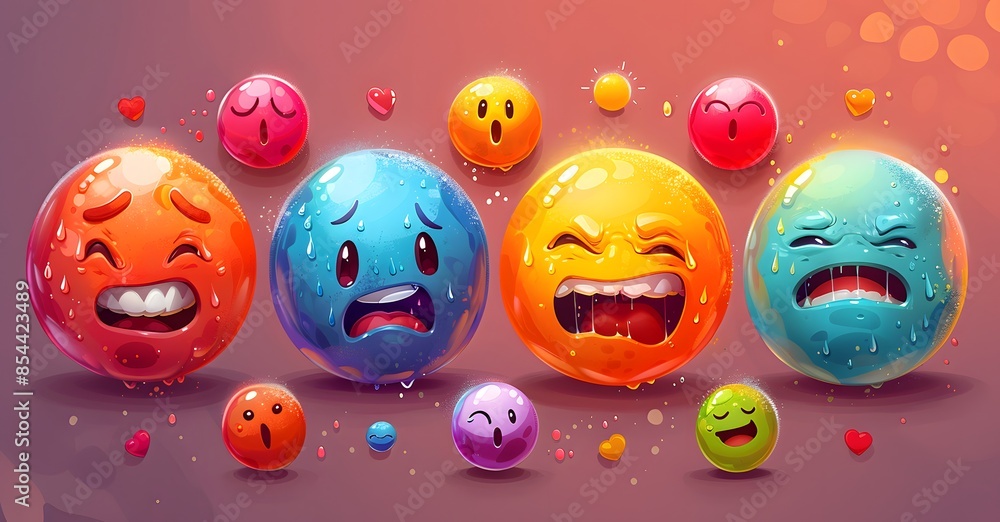 Cartoon emojis showing a range of emotions from happiness to sadness ...