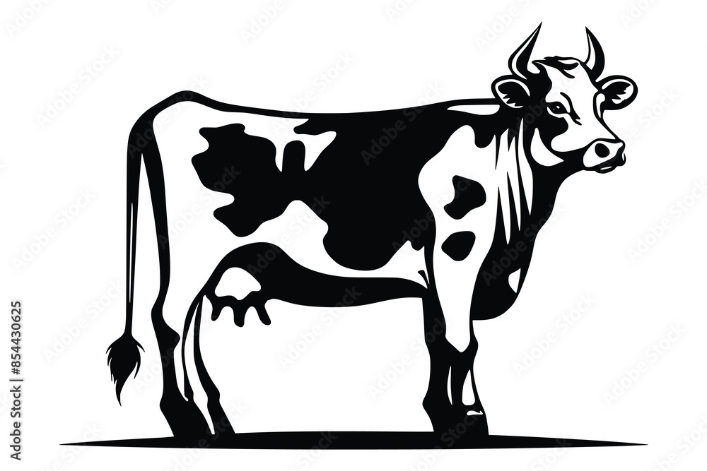 Vector drawing of cow isolated on white background, vector design Stock ...