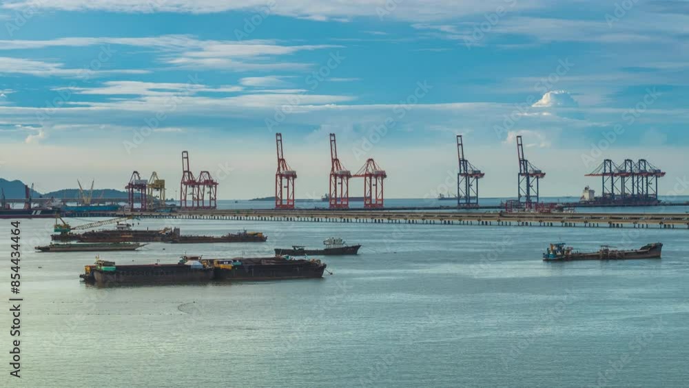 Logistic shipping quay boat Engineering crane depot at logistic export ...