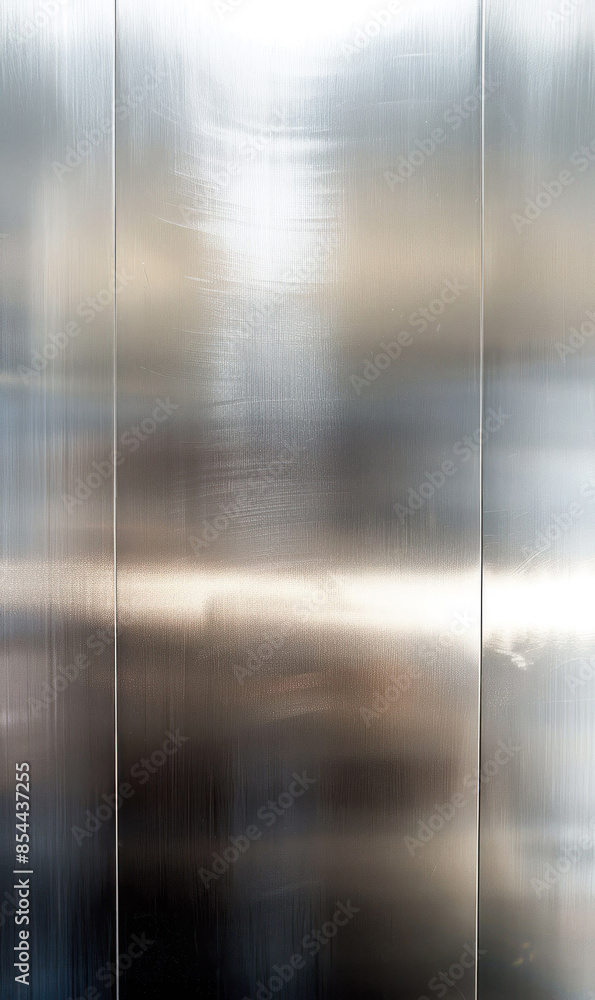 Shimmering brushed metal wall with reflective qualities and scratched ...