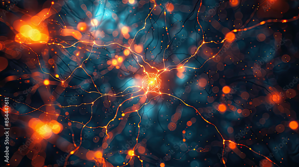 Neural networks depicted as a web of interconnected neurons, scifi ...