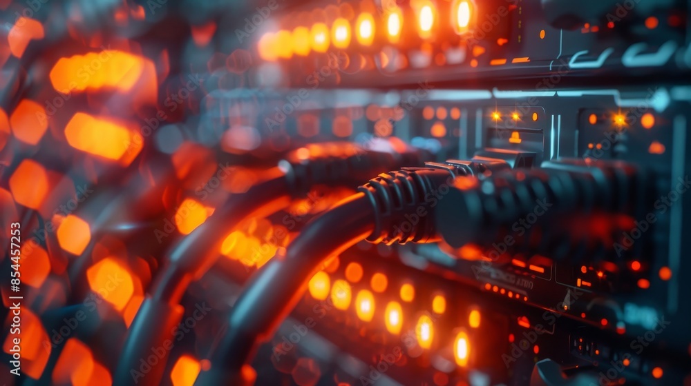 Seamless Data Flow: Close-Up of Fiber Optic Connectors Transmitting ...