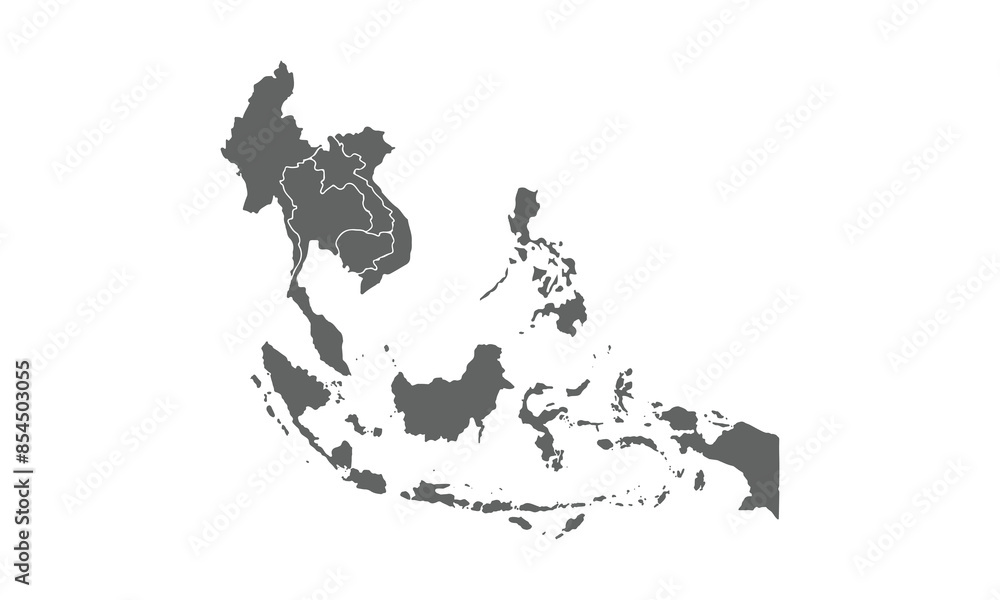 southeast asia isolated on white background. for website layouts ...