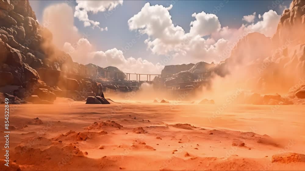 Digital battlefield setting in a desert coliseum for a realistic ...