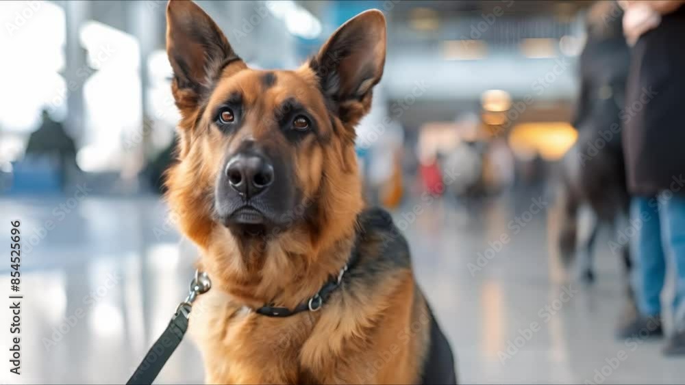 Airport security with K9 unit dog Police dog and handler Surveillance ...