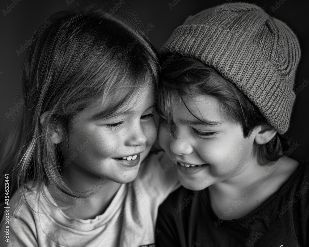 Authentic candid moment captured between siblings, showcasing genuine ...