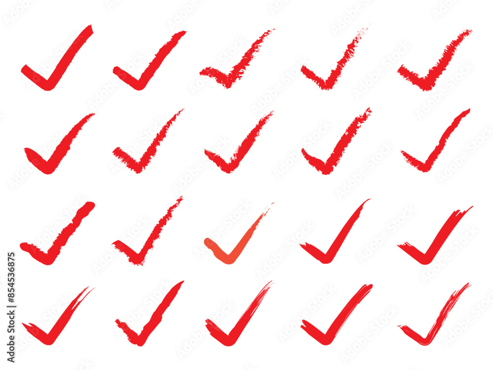 check mark icon. Hand drawn check and arrows signs. Chalk texture stain ...