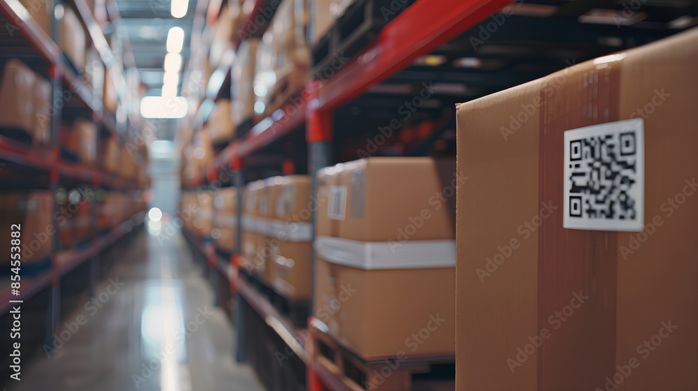 Automatic logistics management. smart packaging into the warehouse ...