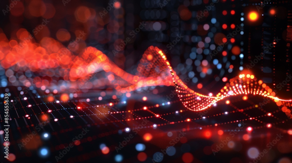 A 3D render of a waveform graph with labels indicating the phase angle ...