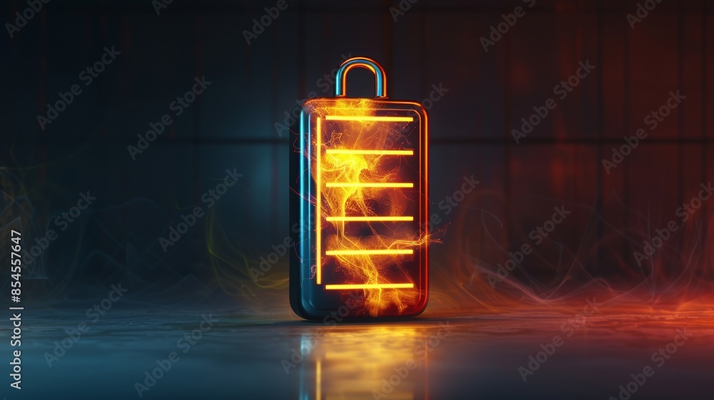 A graphic illustration of a battery icon with a segmented bar ...