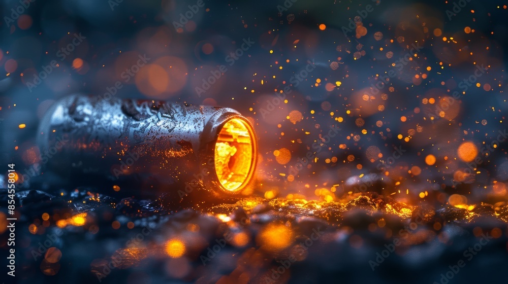 A macro image of a battery, showing the anode and cathode materials ...