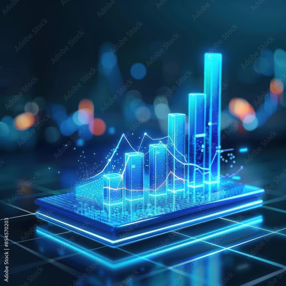 Personalized upward graph on a holographic interface, modern digital ...