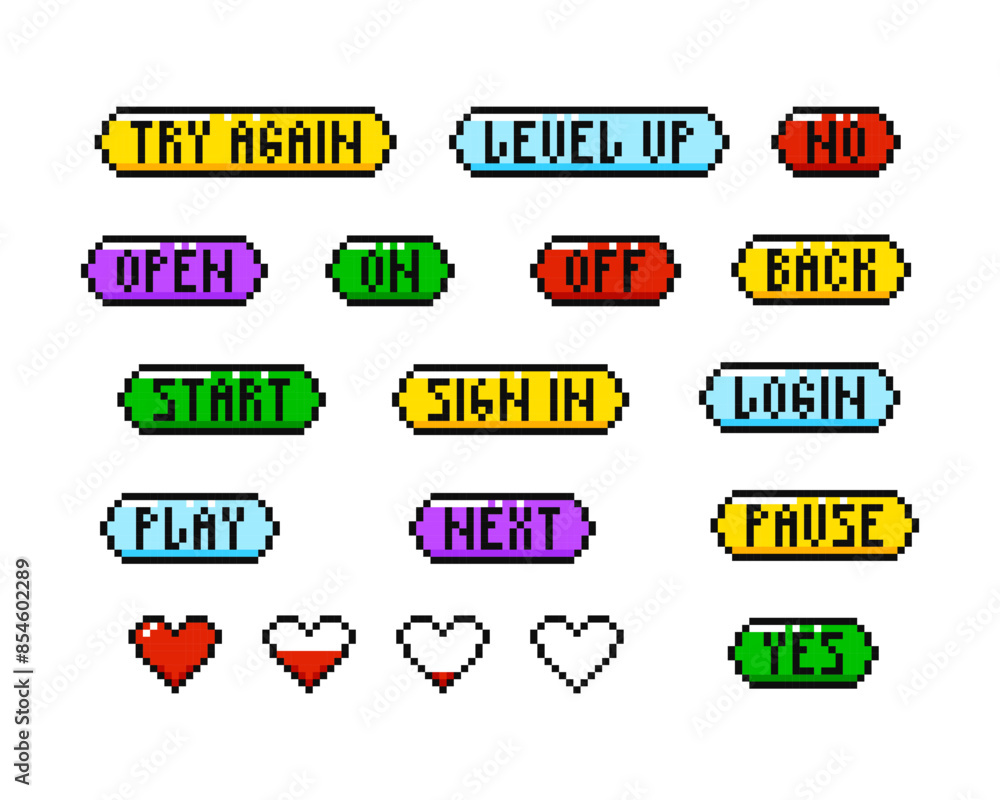 Pixel Art controls for 8-bit retro video game design. Pixel game ...