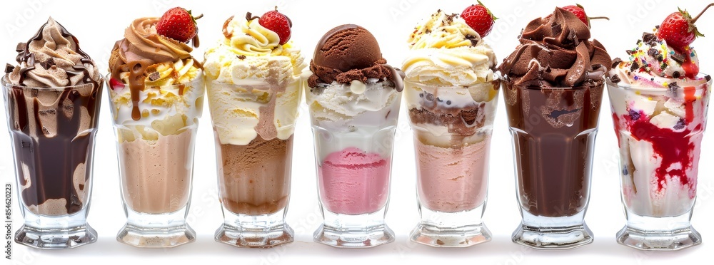 Sundae sundaes ice cream frozen dessert in tulip glass cup on ...