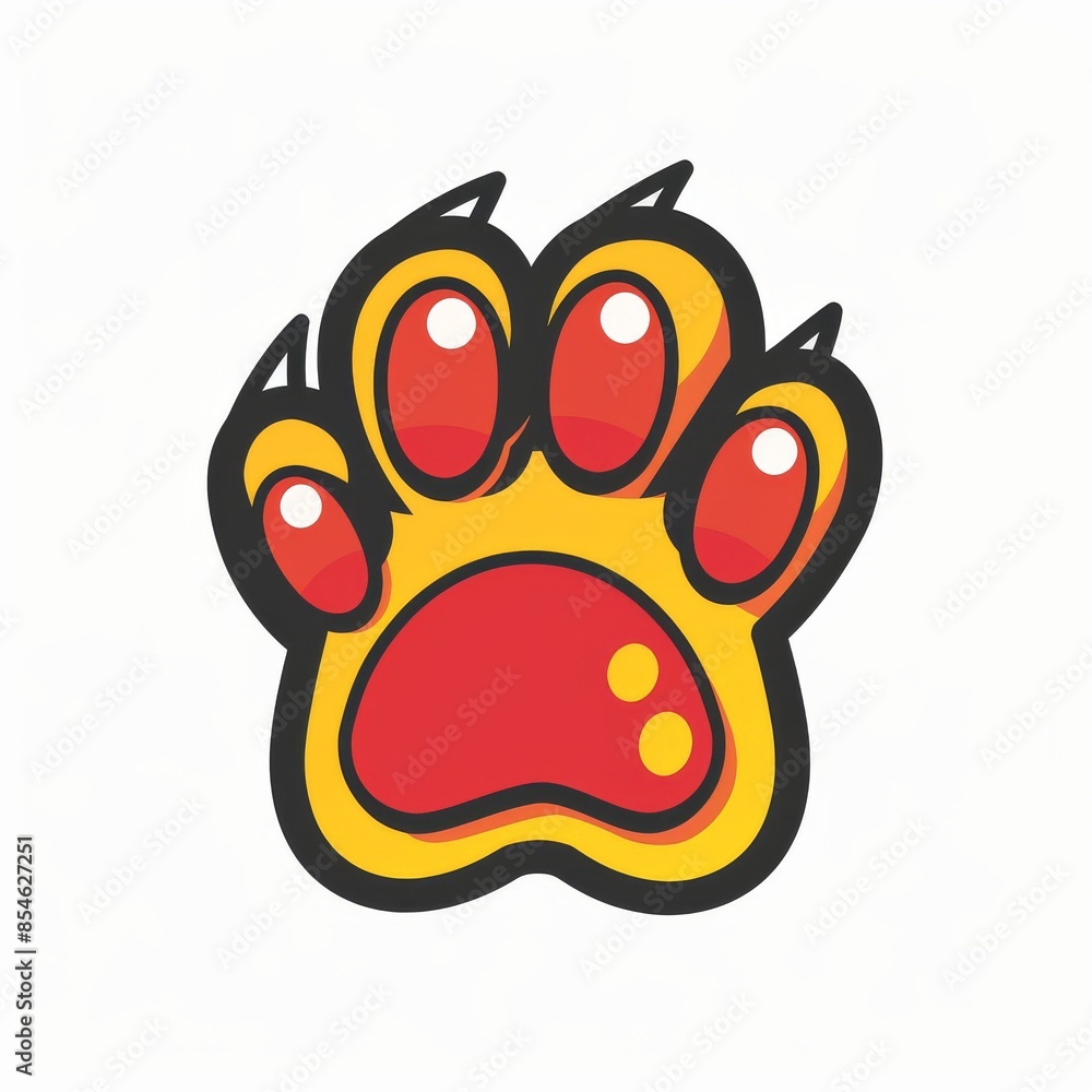 Canine or dog fluffy paws with claws and toes, modern cartoon pad on ...
