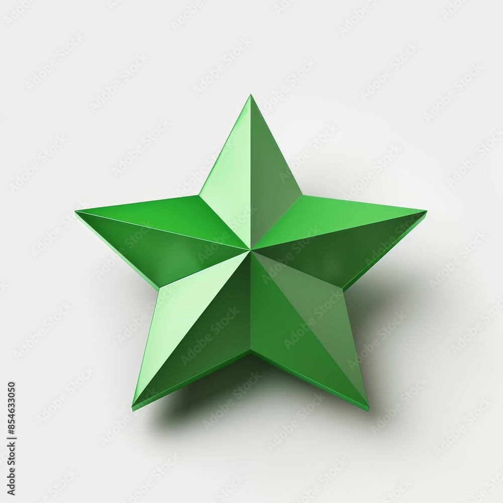 Realistic 3D green star, modern glossy badge, award tag label, volume ...