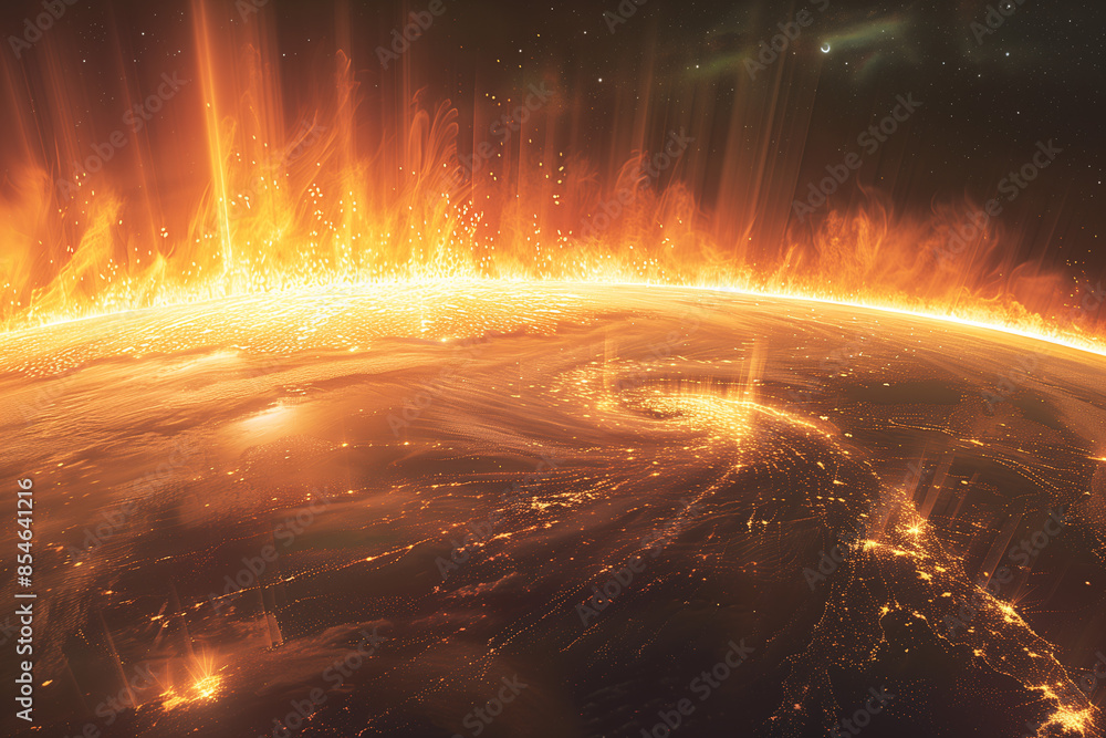 Diagram of solar radiation hitting Earth, highlighting the absorption ...